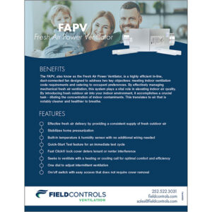 Fresh Air Power Ventilator (FAPV) Product Sheet - Field Controls